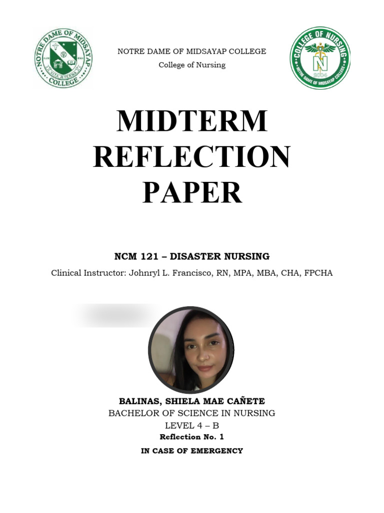 Midterm Reflection Paper | Download Free PDF | Nursing | Emergency ... Midterm Reflection Paper | Download Free PDF | Nursing | Emergency ...