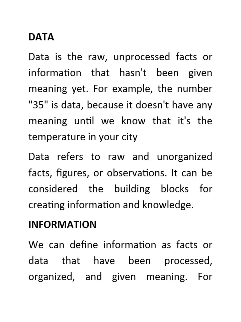 Data vs. Information vs. Knowledge | PDF | Information | Knowledge
