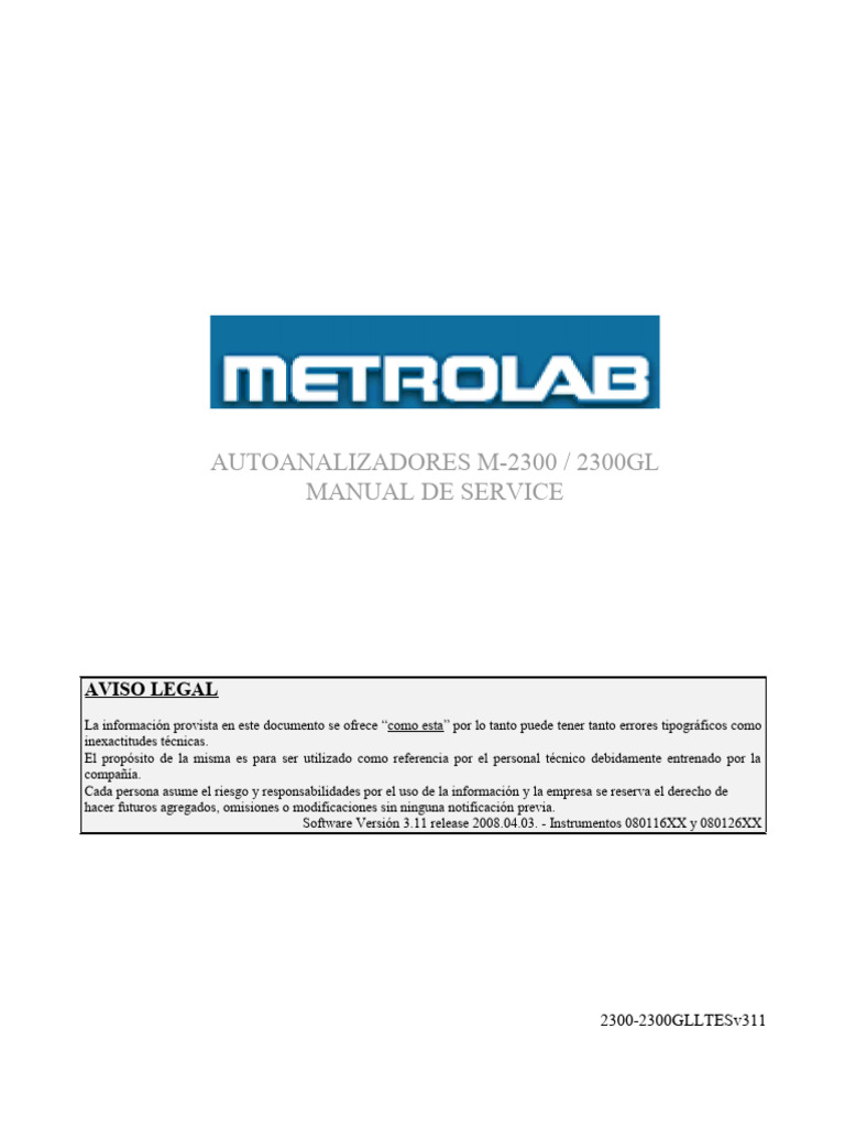 Manual de Serviço Metrolab 2300 | Descargar gratis PDF | Laboratorios ...