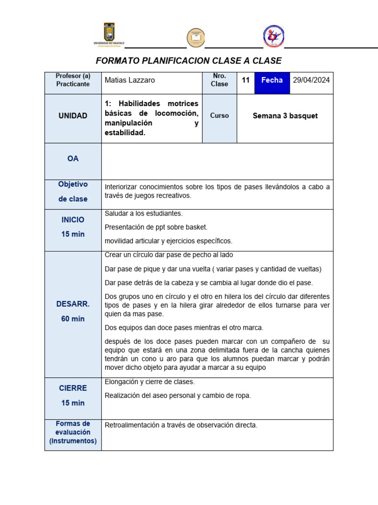 Formato Planificacion Clase A Clase | PDF