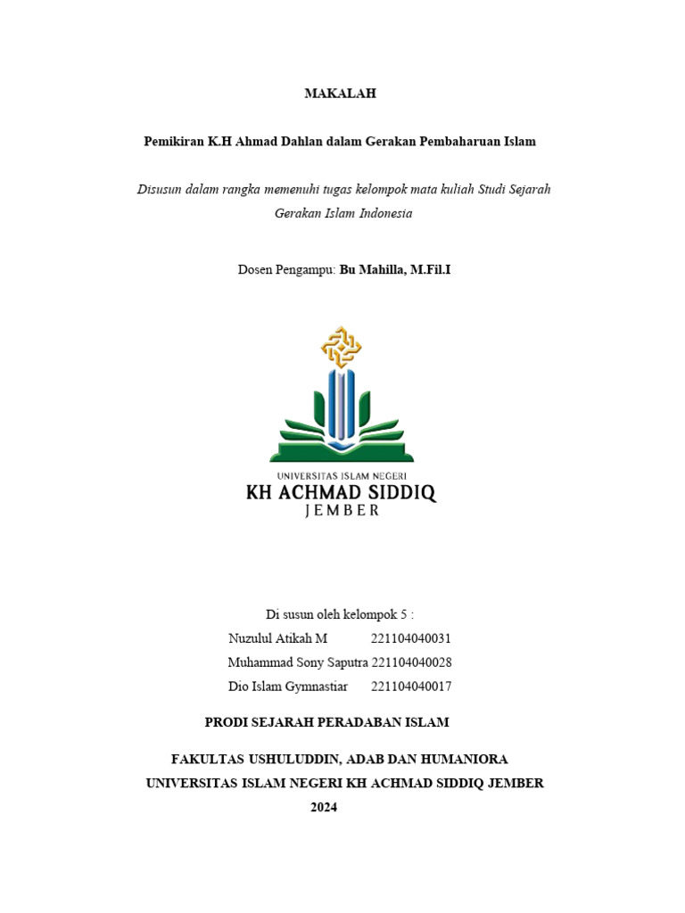 Pemikiran KH. Ahmad Dahlan Dalam Pembaruan Islam | PDF | Sejarah | Agama & Spiritualitas