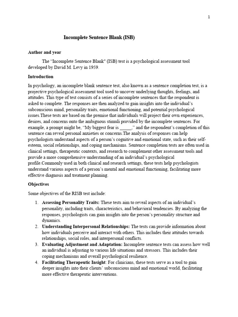 Incomplete Blank Sentences Test by Danisha Mushtaq | Download Free PDF ...