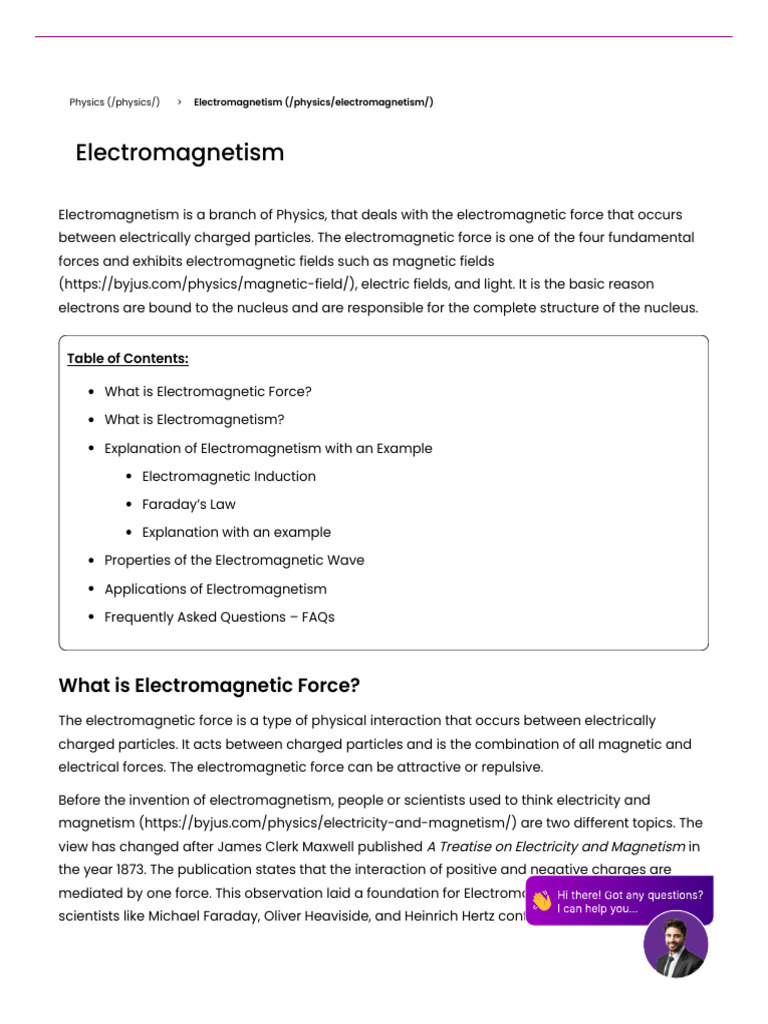 Electromagnetism - Definition, Examples - Electromagnetic Force | PDF ...