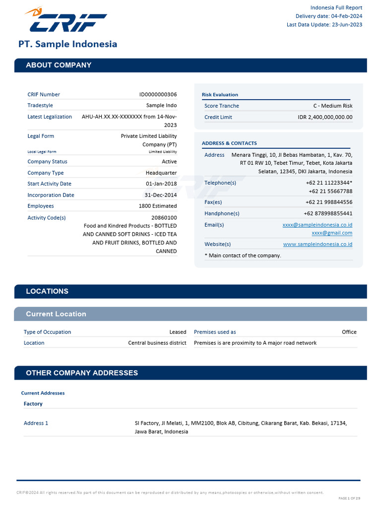 PT Sample Indonesia Company Overview | PDF | Drink | Mergers And ...