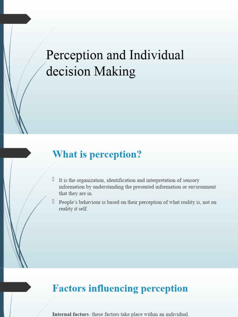 Perception and Individual Decision Making | PDF | Perception | Decision Making