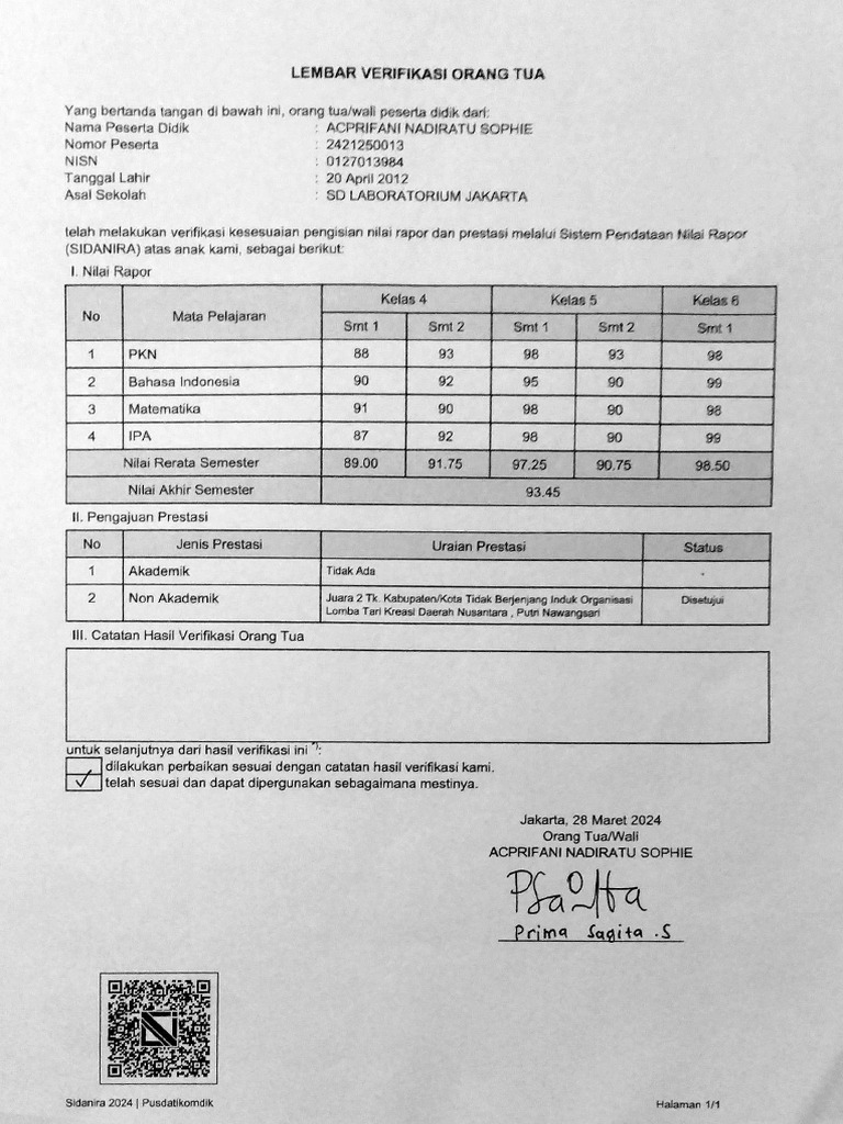 Contoh Dokumen Rapor Sidanira - Compressed | PDF