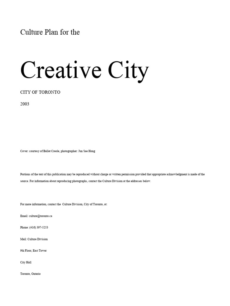 2003 Cultureplan To | PDF | Toronto | Museum