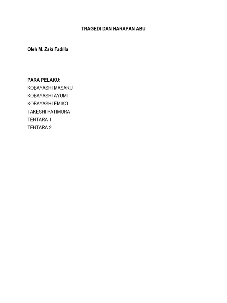 Naskah - Tragedi Dan Harapan Abu - Muhammad Zaki Fadilla | PDF | Puisi | Klasik