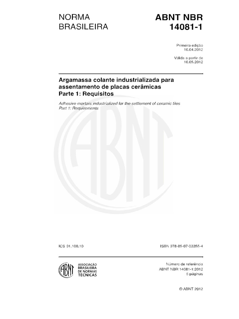 NBR 14081-1 2012 | PDF