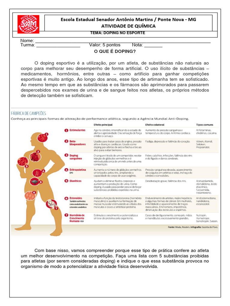 ATIVIDADE DOPING | PDF | Doping no esporte