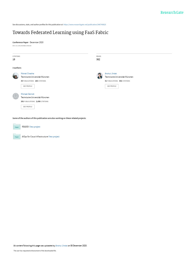Towards Federated Learning Using Funtion As A Service Fabric Copy | PDF | Cloud Computing ...