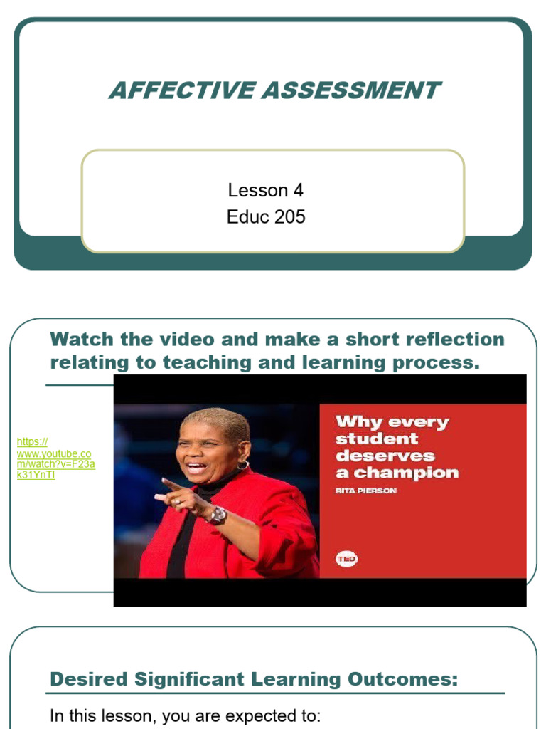 Lesson 4 Affective Assessment | PDF | Affect (Psychology) | Attitude ...
