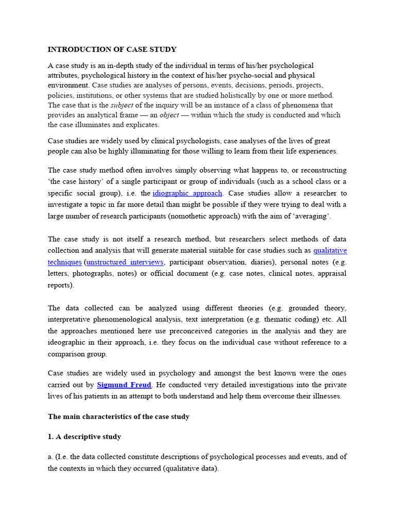 Introduction of Case Study | PDF | Qualitative Research | Case Study