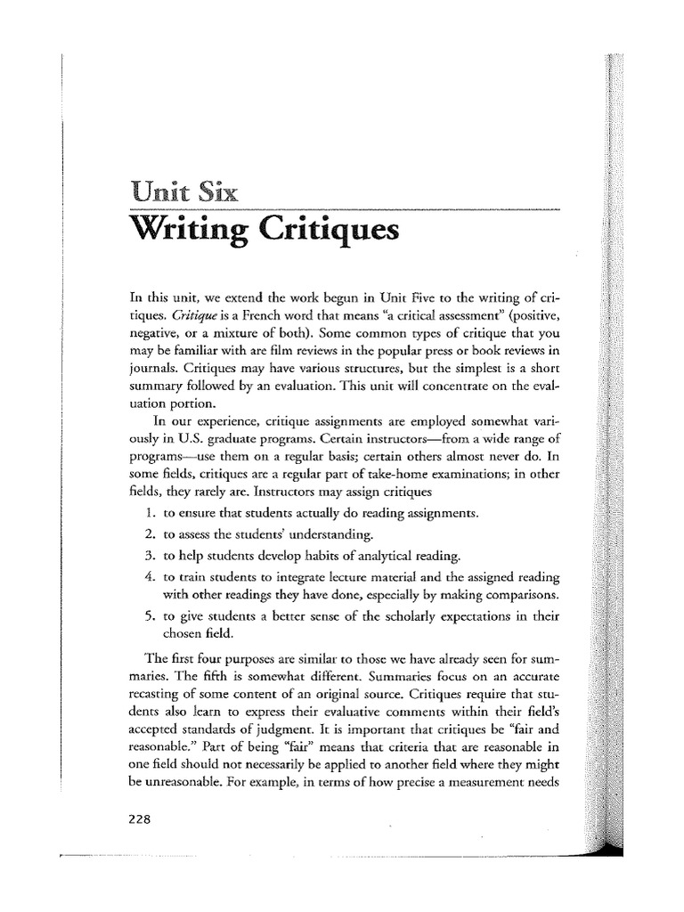 Writing Critique | PDF