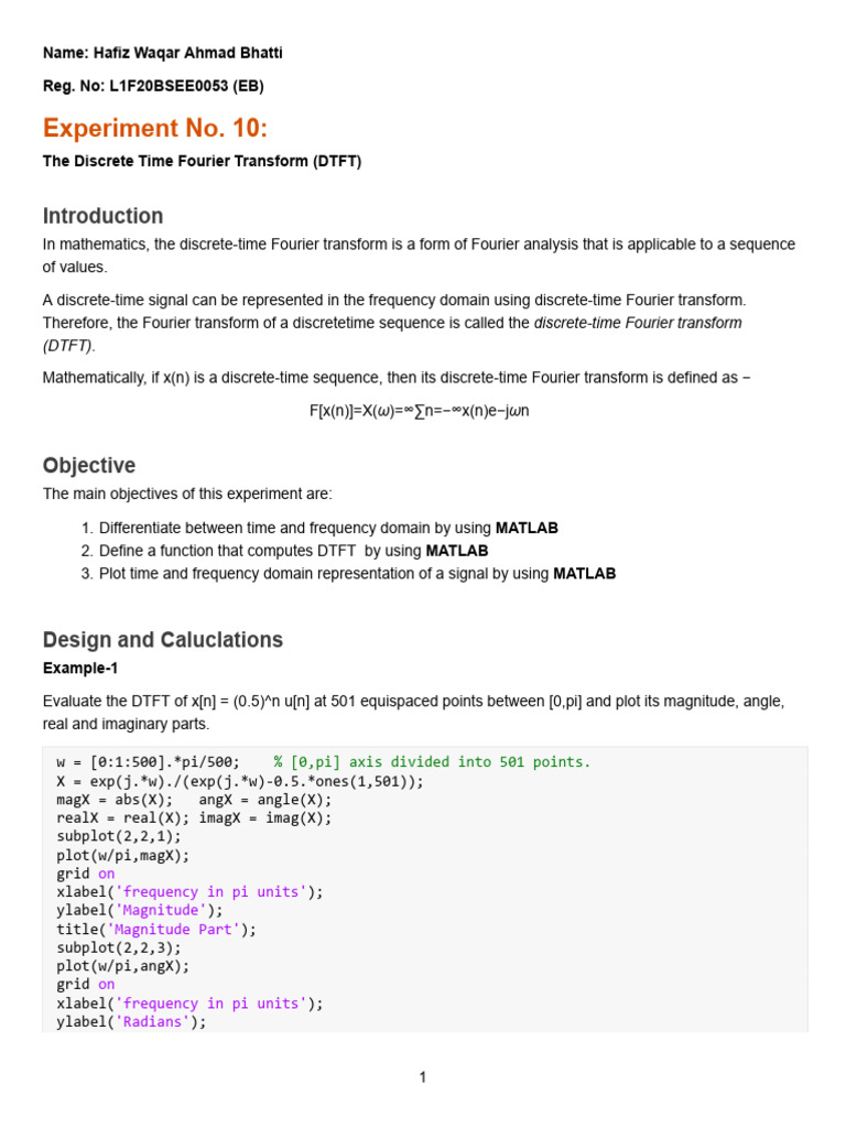 Experiment 10 | PDF | Spectral Density | Fourier Transform