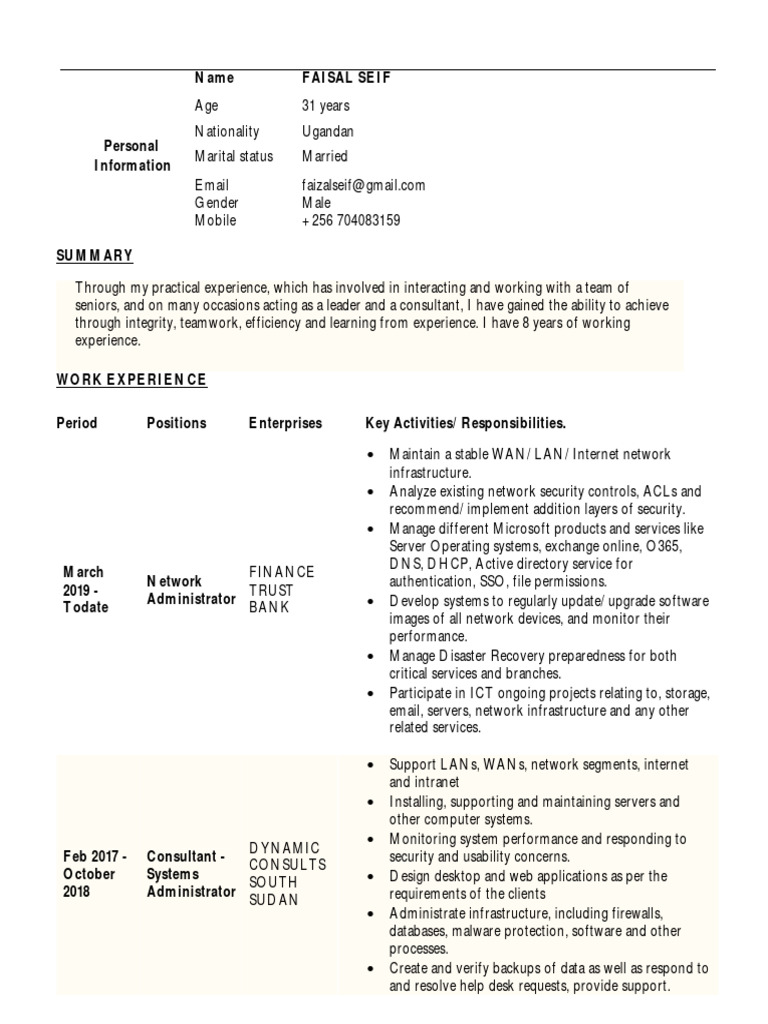 CV Faisal | Download Free PDF | Computer Network | Security