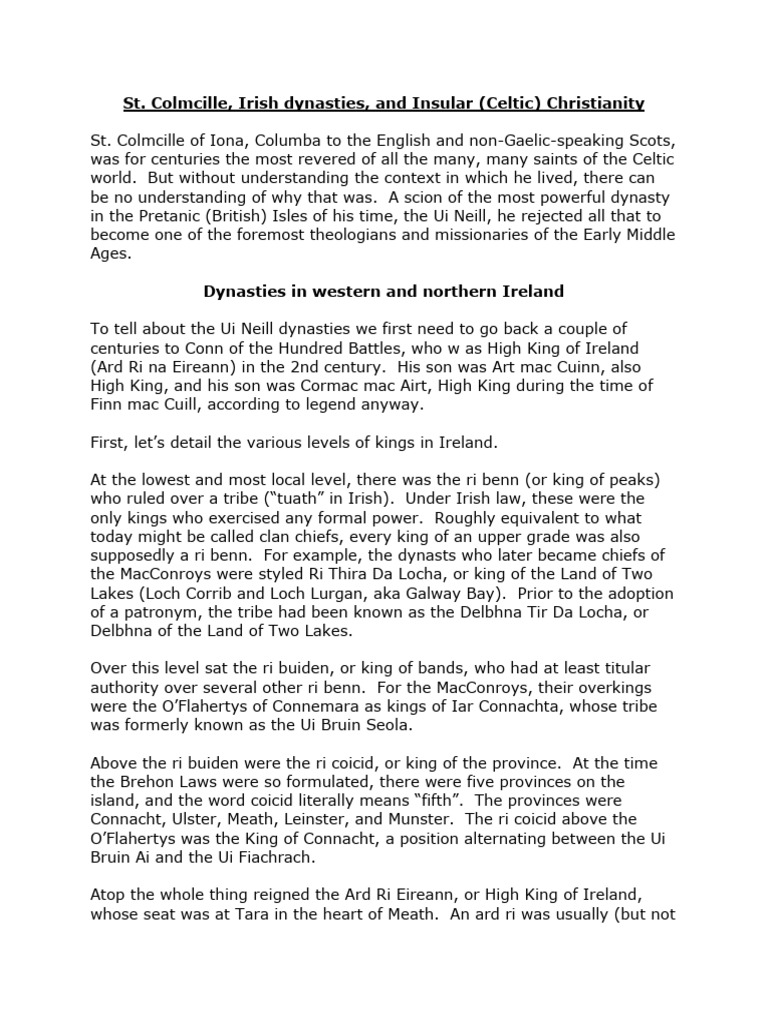 St. Colmcille and Irish Dynasties | PDF | Columba | Saint Patrick