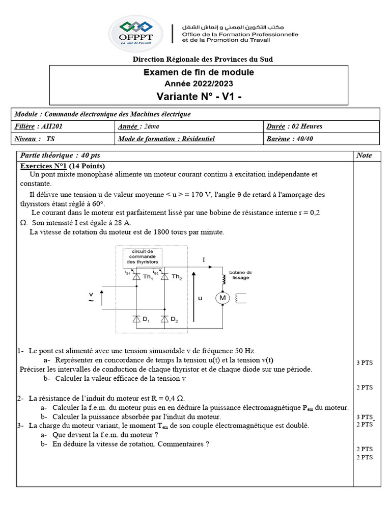 EFM Commande Électronique Des Machines Électrique V1 | PDF | Redresseur | Équipements électriques