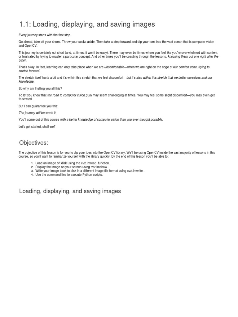 1.1 Loading Displaying and Saving Images | PDF | Command Line Interface ... 1.1 Loading Displaying and Saving Images | PDF | Command Line Interface ...