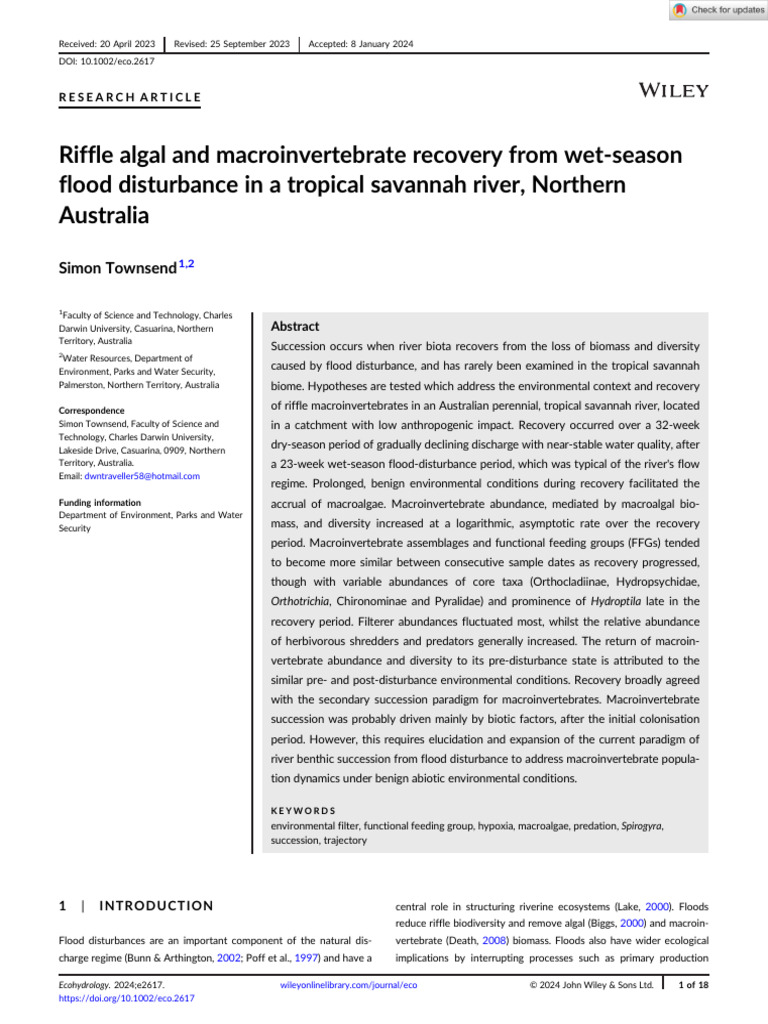 Riffle Recovery Post-Flood in Australia | PDF | Disturbance (Ecology ...