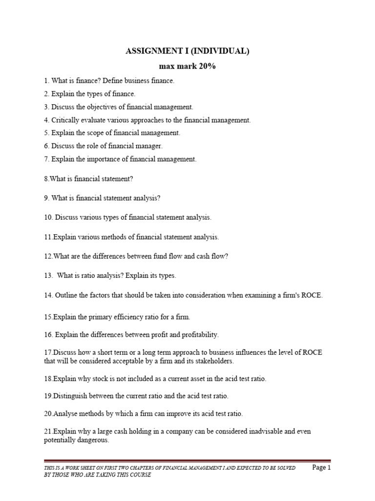 FM I Assignment 1 | PDF | Leverage (Finance) | Dividend