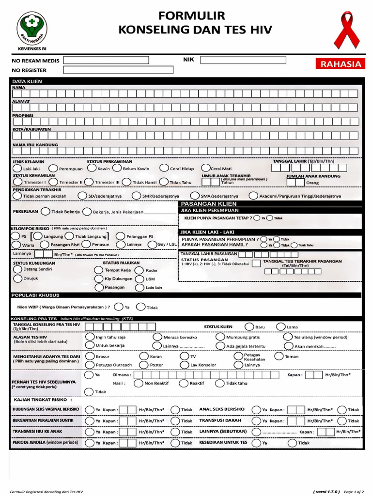 Form Konseling Dan Tes HIV | PDF