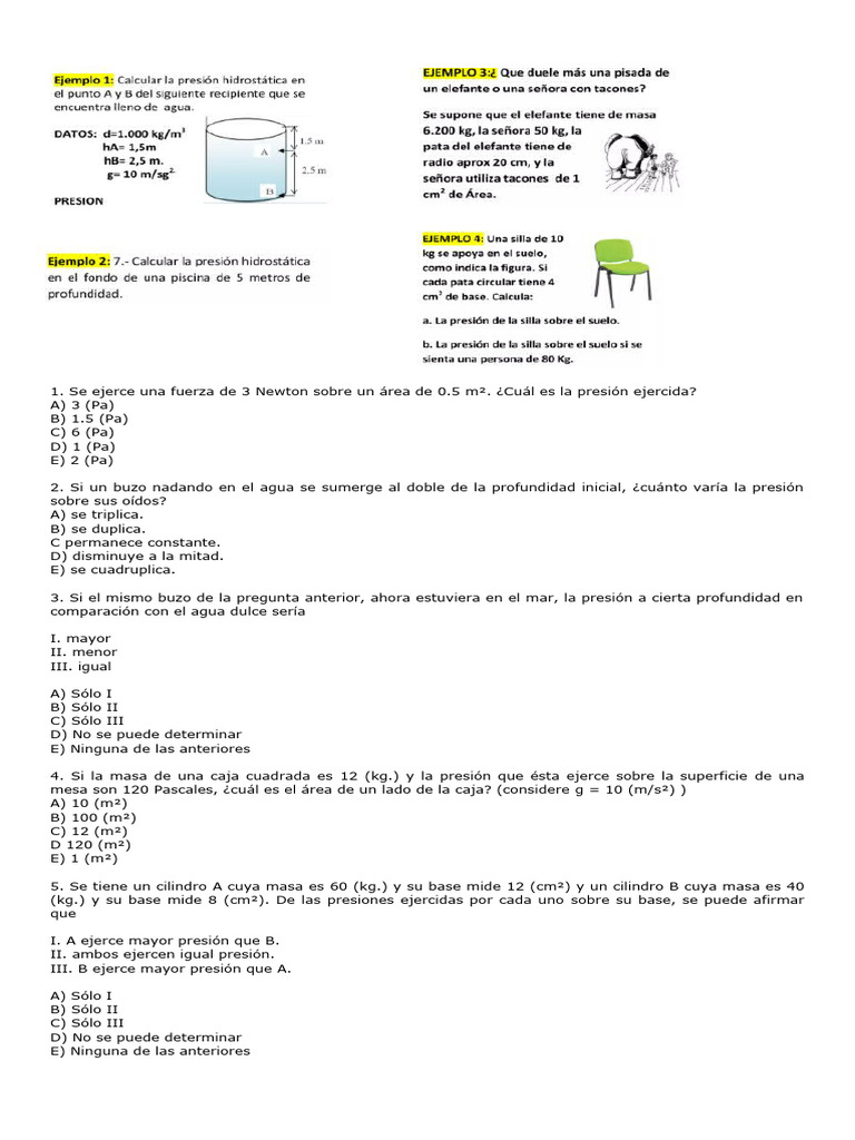 guia presion | Descargar gratis PDF | Pascal (Unidad) | Presión