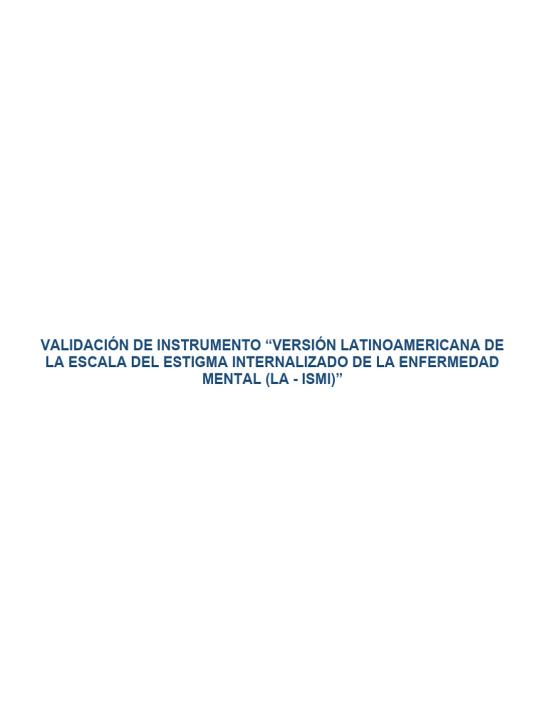 Validación de la Escala LA-ISMI | PDF | Estigma social | Conceptos ...