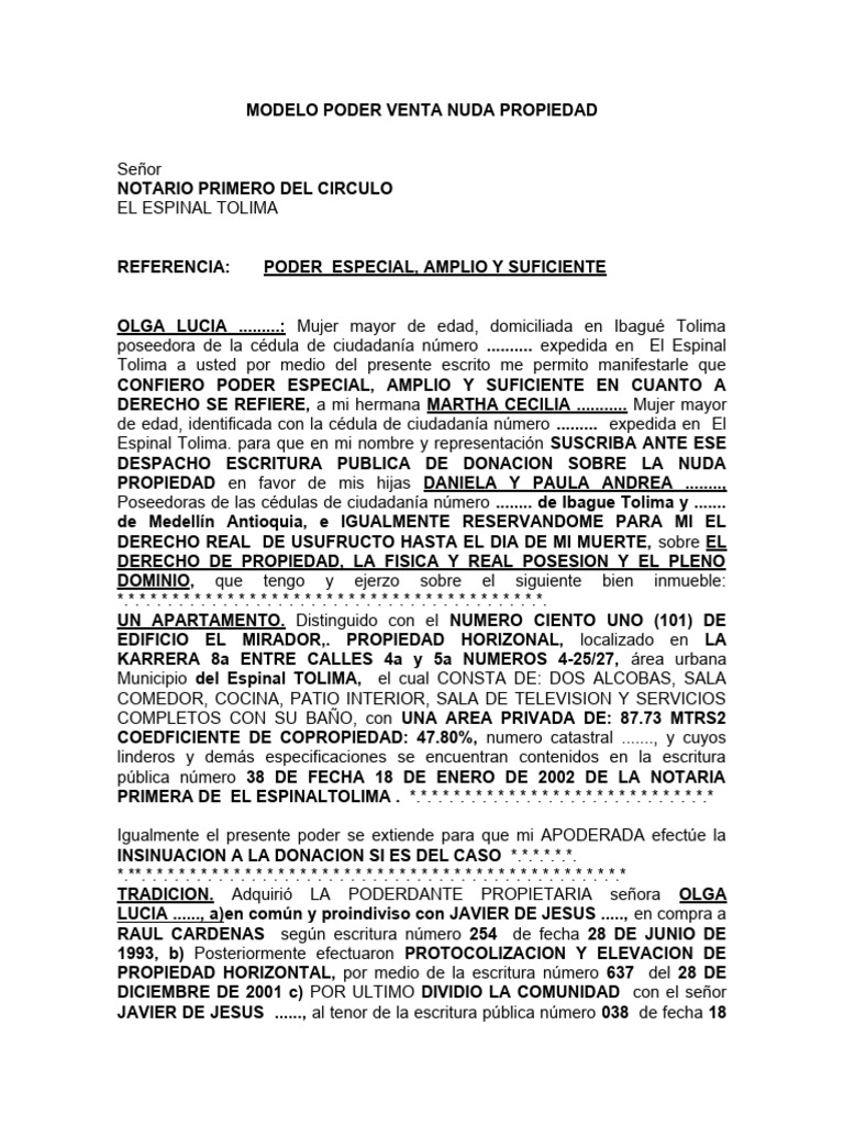 Poder Venta Nuda Propiedad | PDF