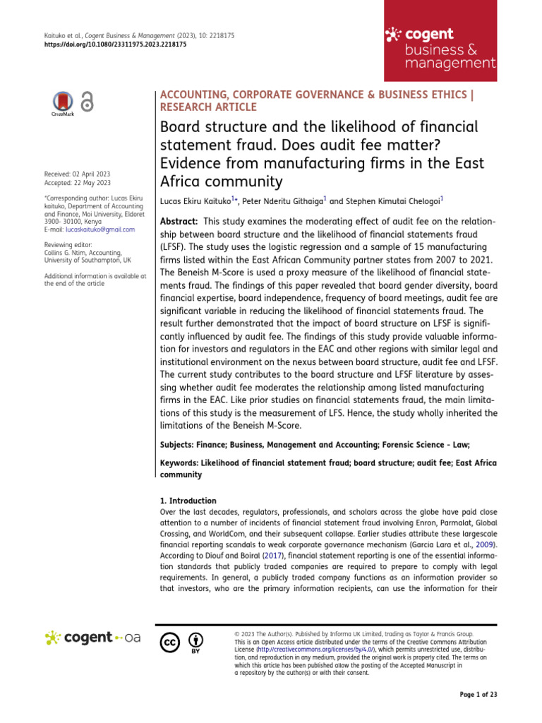 Board Structure and The Likeli | PDF | Corporate Governance ...