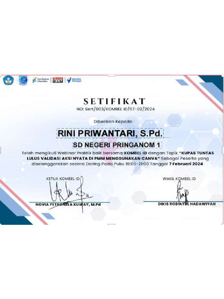 Sertifikat Rini | PDF