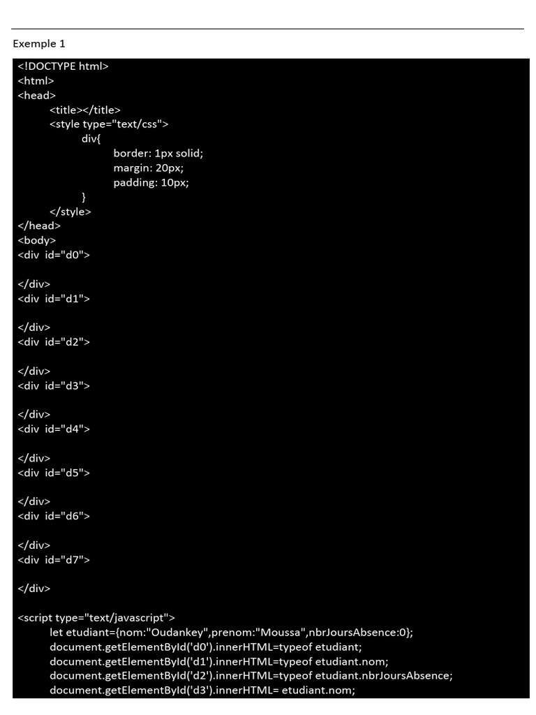 HTML and JavaScript Code Examples | PDF