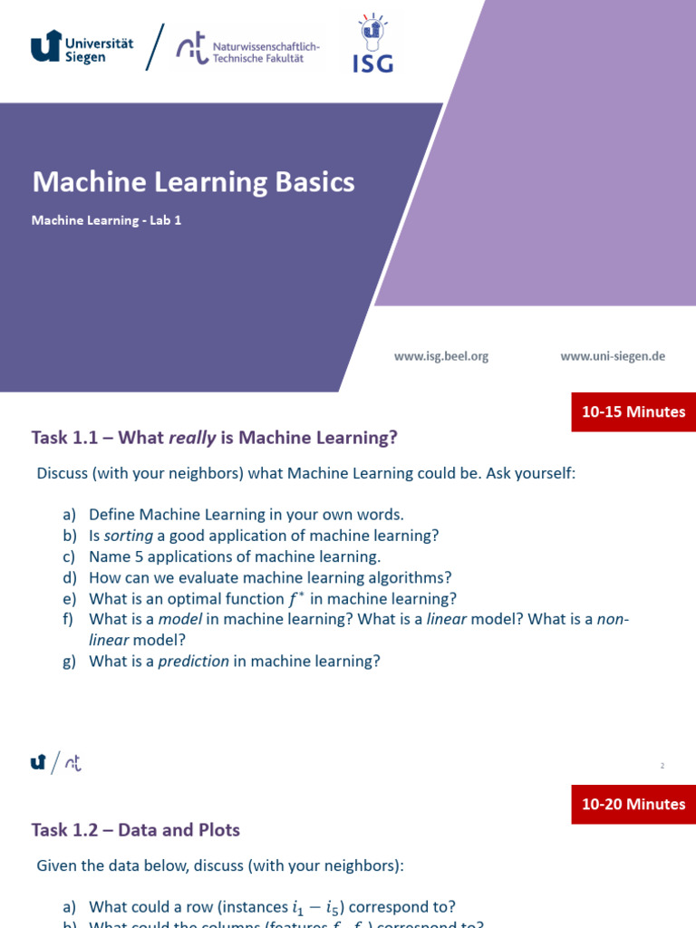 Lab1 - Machine Learning Basics (Without Solutions) | PDF | Machine Learning | Computational Science