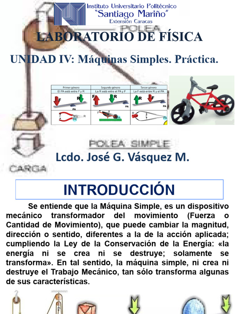 Unidad IV Maquinas Simples Practica | PDF