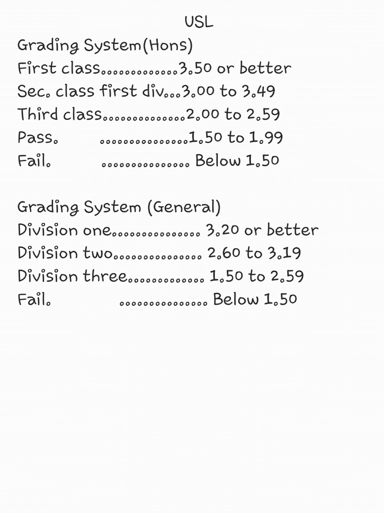 Usl Grading System | PDF