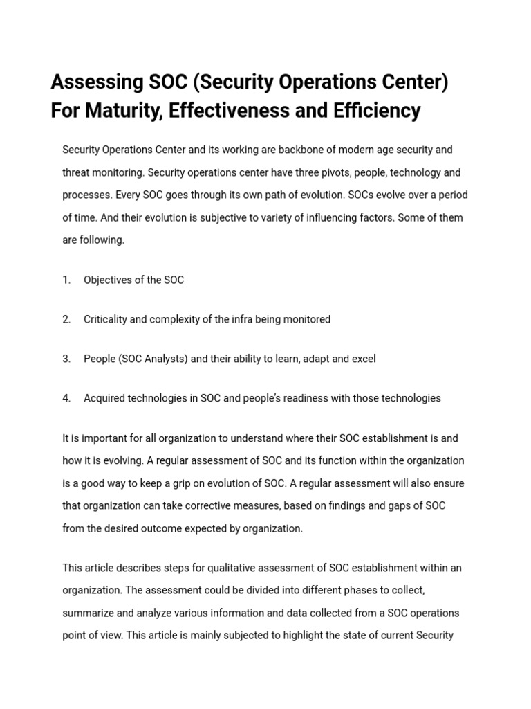 Assessing SOC For Maturity | PDF | System On A Chip | Methodology