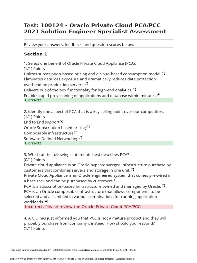 Oracle Private Cloud P Solution Engineer Specialist Assessment Pdf Cloud Computing