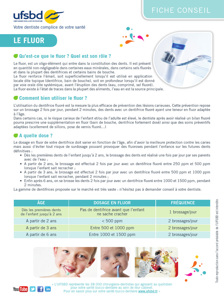 Utilisation du fluor pour la santé dentaire | PDF | Dent | Dentisterie