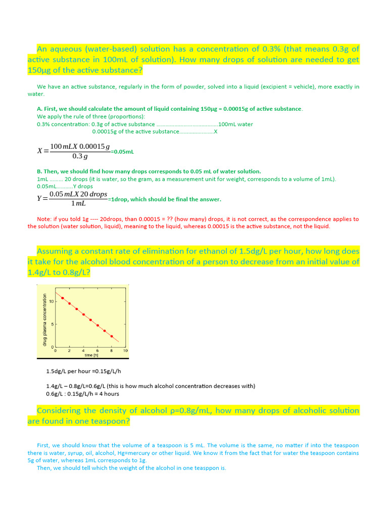 More Calculation Exercises | Download Free PDF | Liquids | Water
