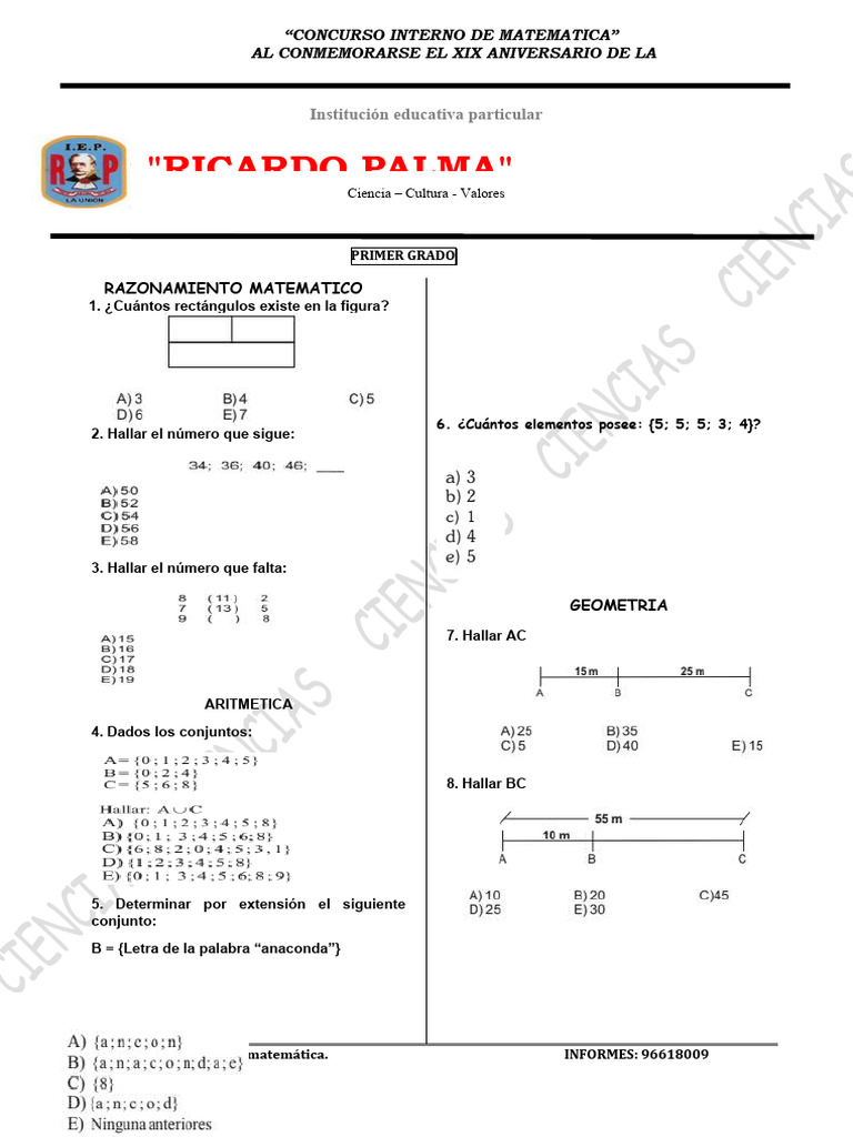 Examen Primer Grado | PDF | Matemáticas