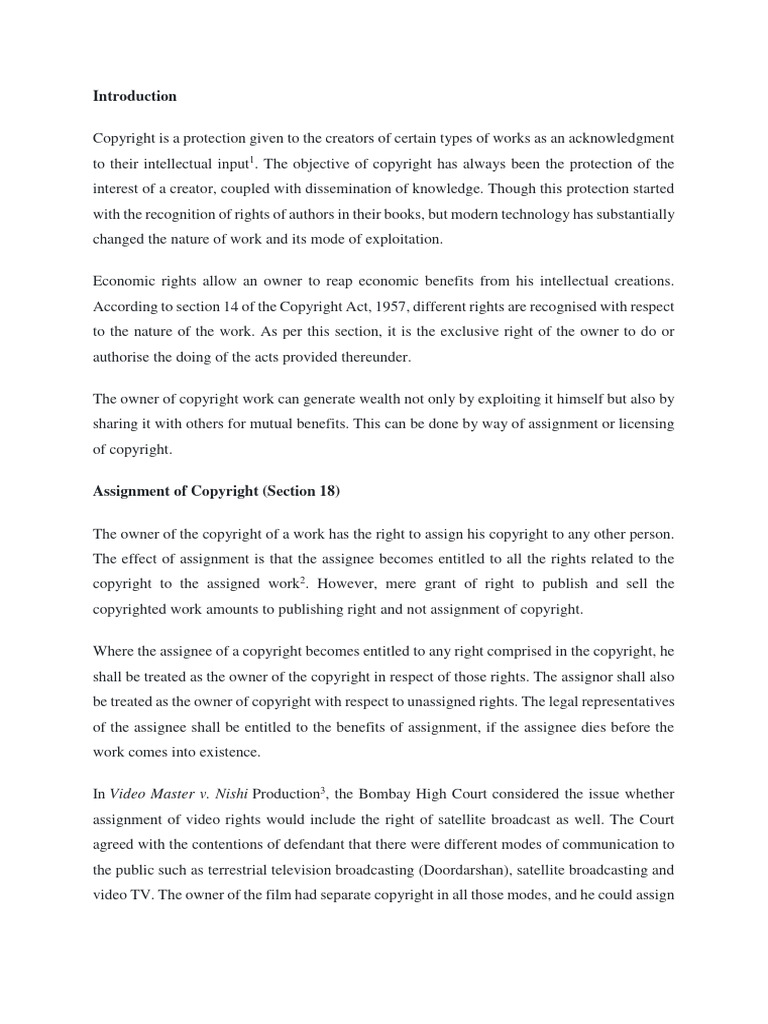 Assignment and Licensing of Copyright | PDF | License | Copyright