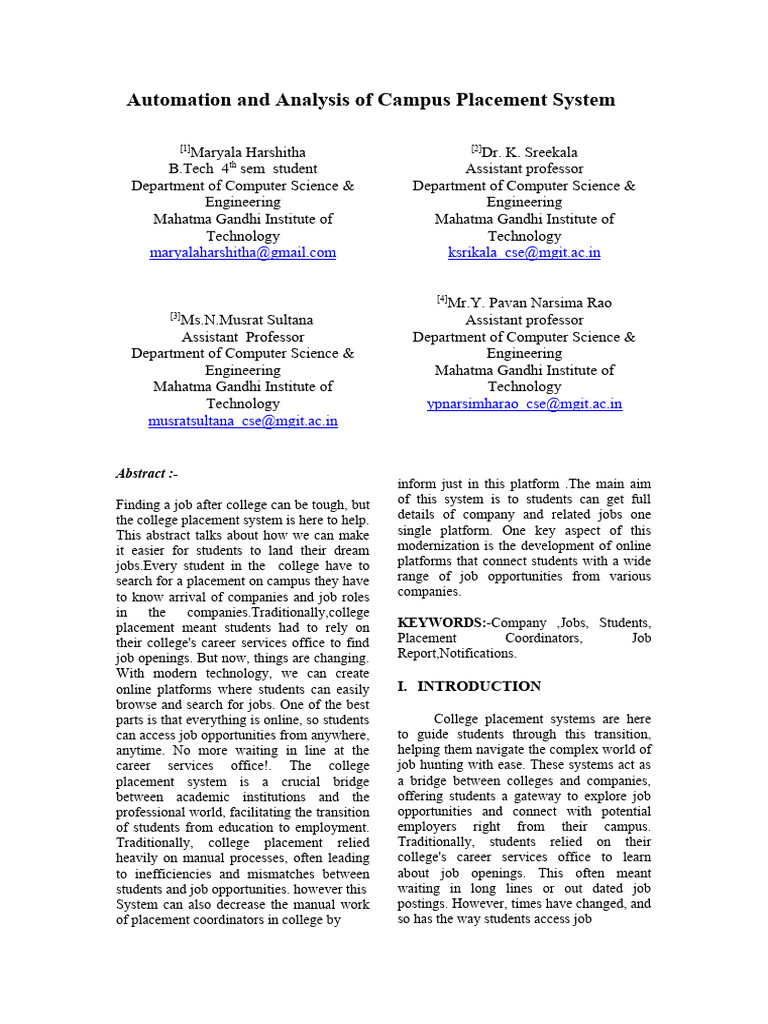 Campus Placement System Automation | PDF | World Wide Web | Internet & Web