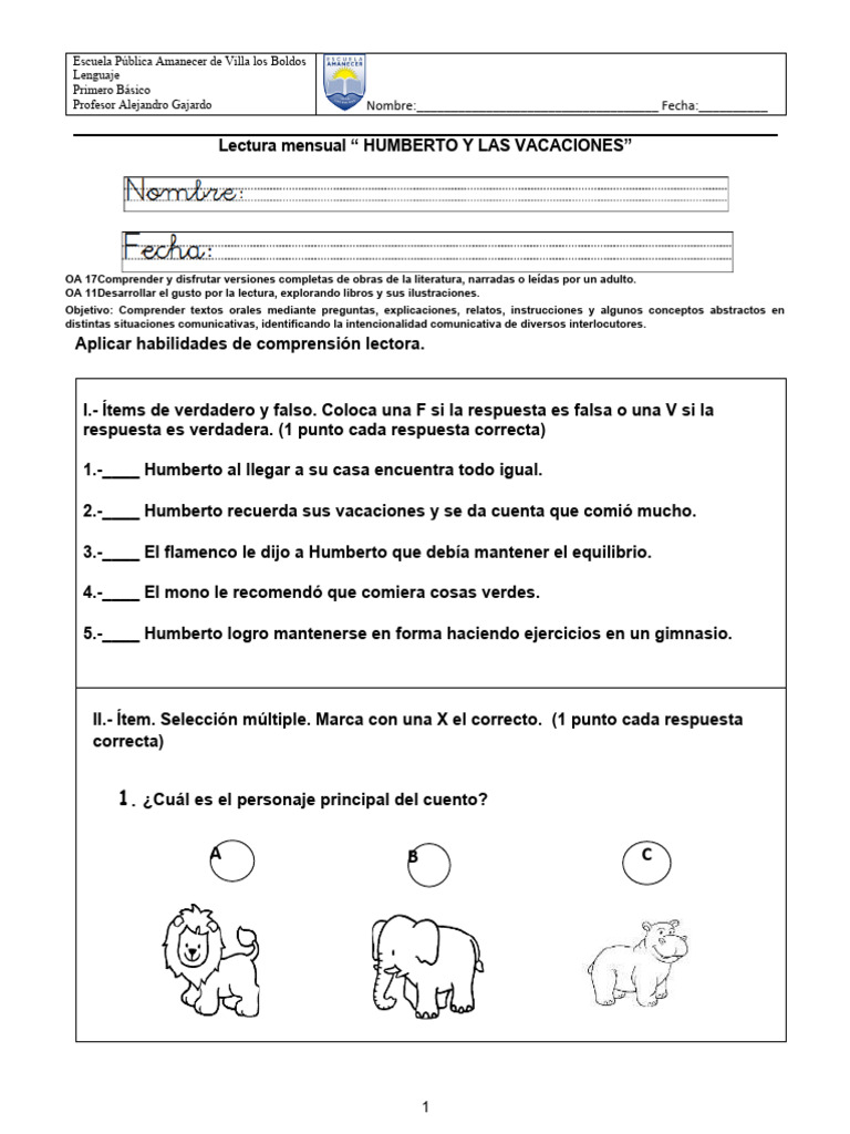 Humberto y Las Vacaciones | PDF | Cognición