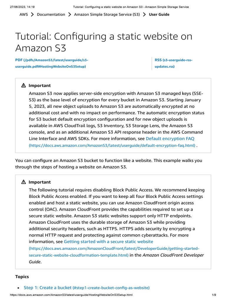 Tutorial - Configuring A Static Website On Amazon S3 | PDF | Computer ...