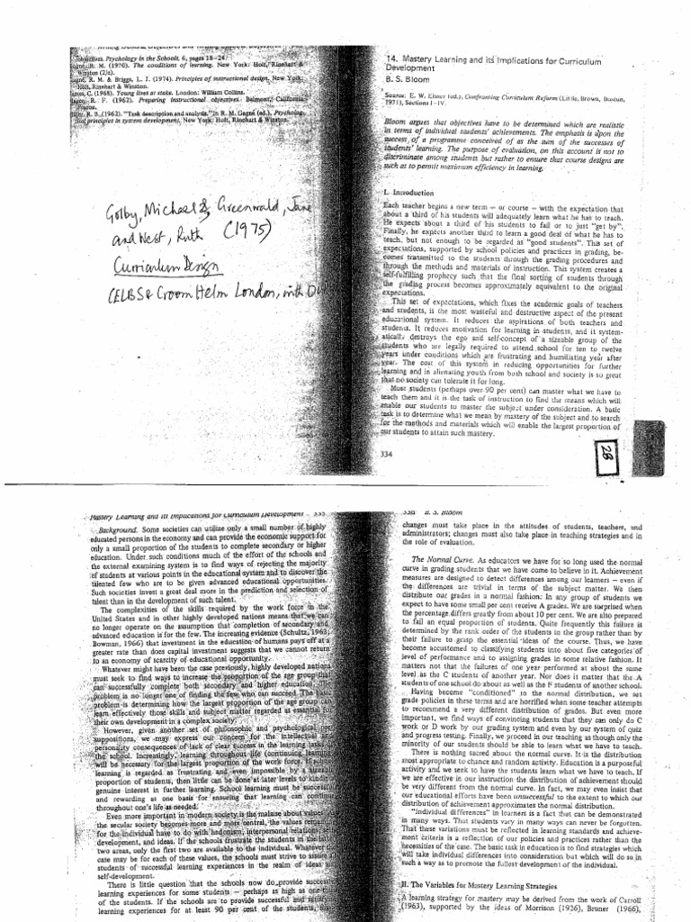 ER_U6_01 Bloom, B.S (1975) Mastrey Learning Its Implications | PDF
