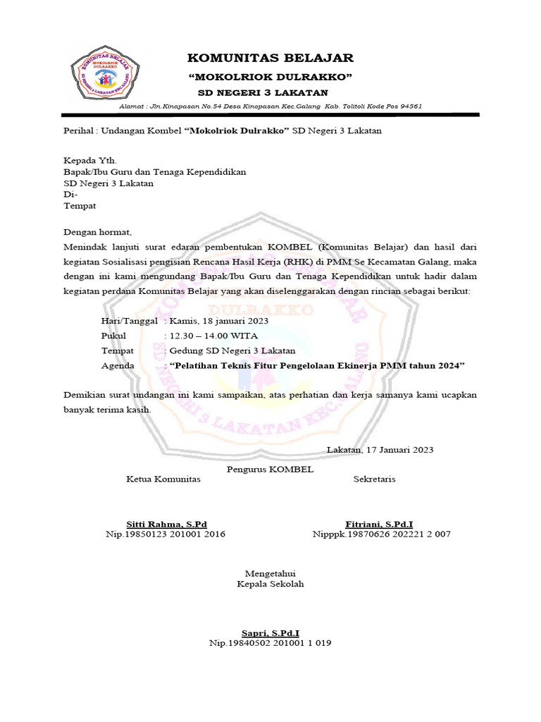 CONTOH UNDANGAN KOMBEL 1 | PDF