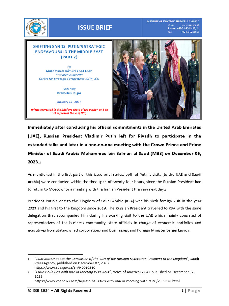 RUssia ME 2 | PDF | Opec | Saudi Arabia