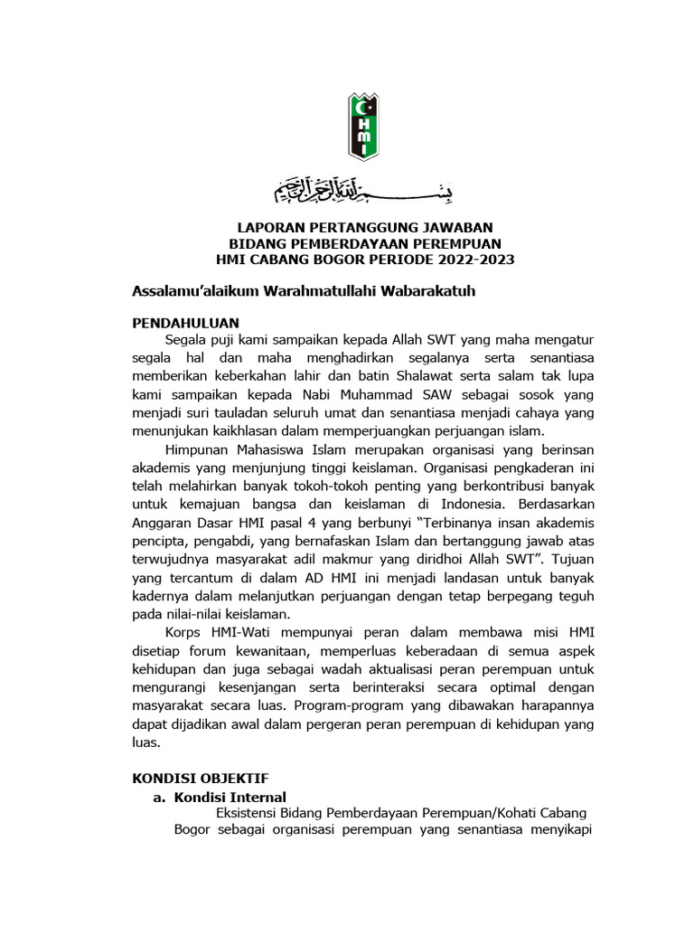 LPJ HMI Cabang Bogor 2022-2023 | PDF LPJ HMI Cabang Bogor 2022-2023 | PDF
