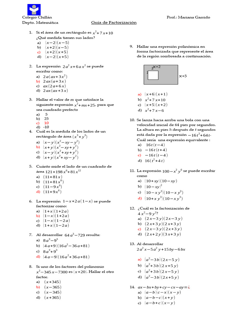 Guia N°1 Factorizacion | PDF | Factorización | Aritmética