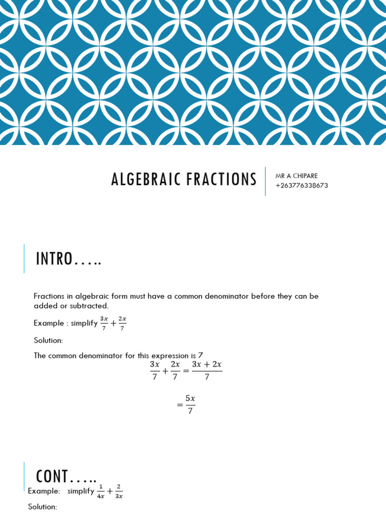 ALGEBRAIC_FRACTIONS | Download Free PDF | Mathematical Objects ...